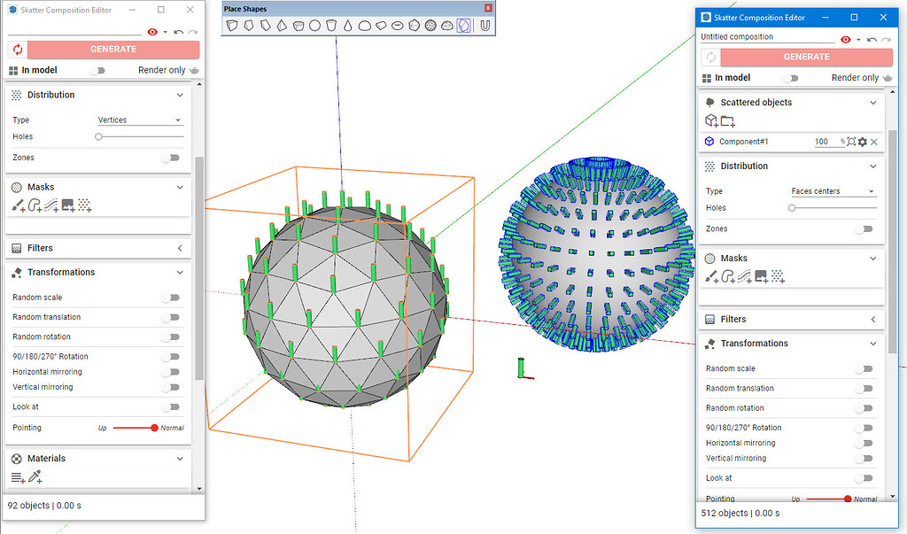 How to force objects to look in the different directions if the type "vertices" is selected ...