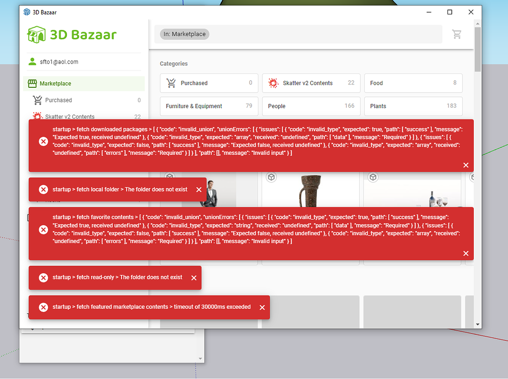 Problems with 3D Bazaar - Skatter - Lindalë forums